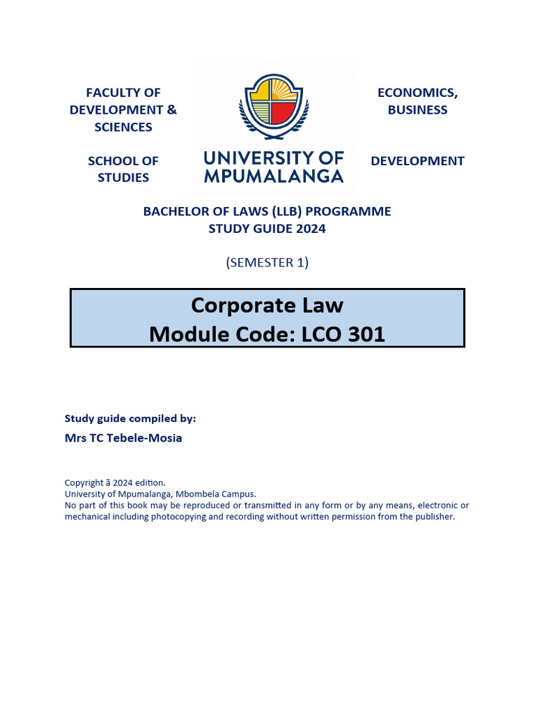 Corporate Law 301 | PDF | Trust Law | Insolvency