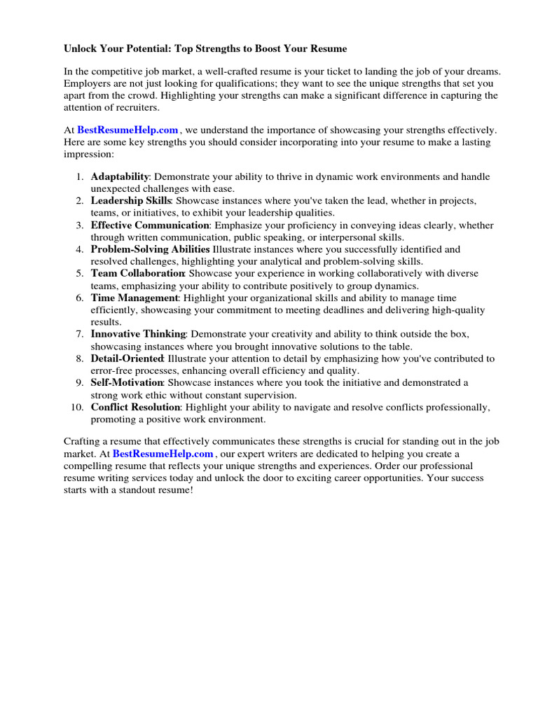 Key Strengths to Enhance Your Resume | PDF | Résumé | Leadership