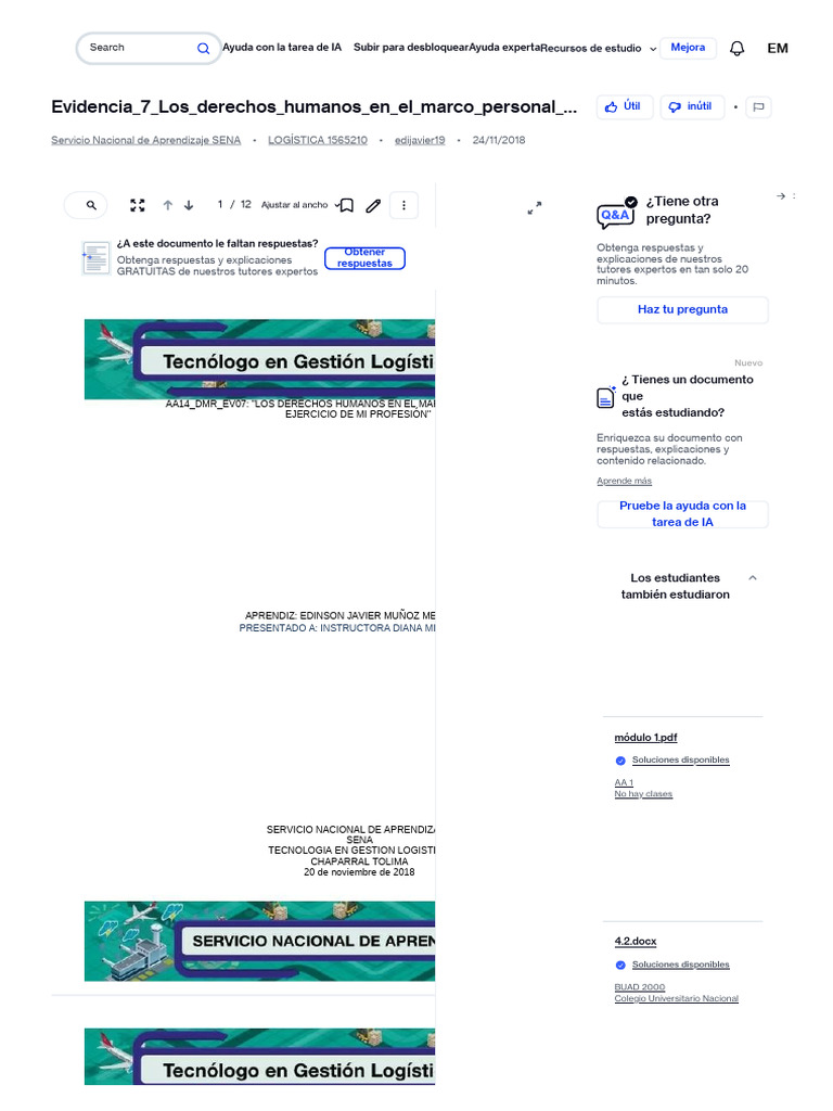 Evidencia 7 Los Derechos Humanos en El Marco Personal y en El Ejer | PDF
