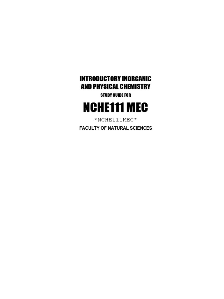 NCHE111 Study Guide 2024 | PDF | Chemical Reactions | Chemical Compounds
