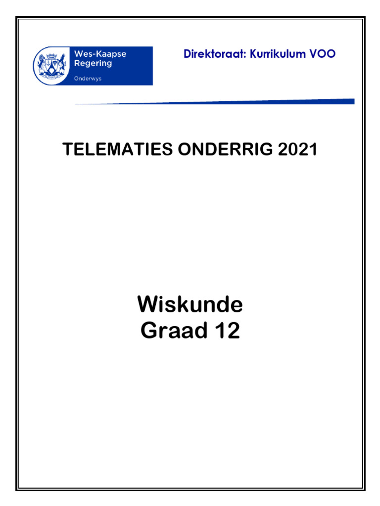 2021 Gr12 Maths WKBK AFR | PDF