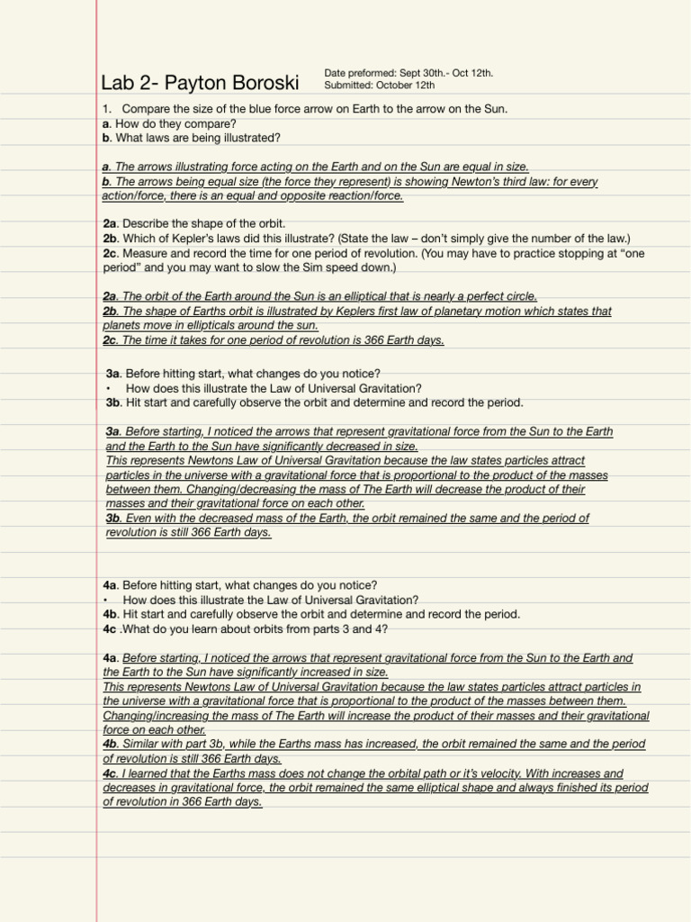 Lab 2 - PB | PDF | Orbit | Newton's Law Of Universal Gravitation