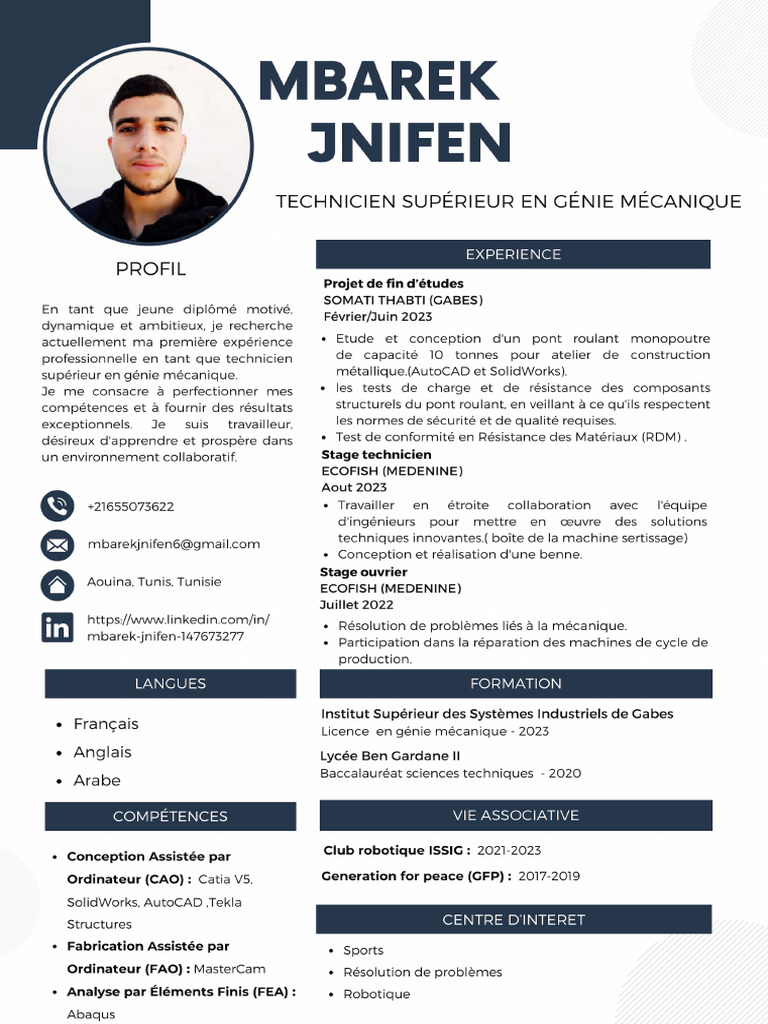 Jnifen Mbarek (CV FR) | PDF