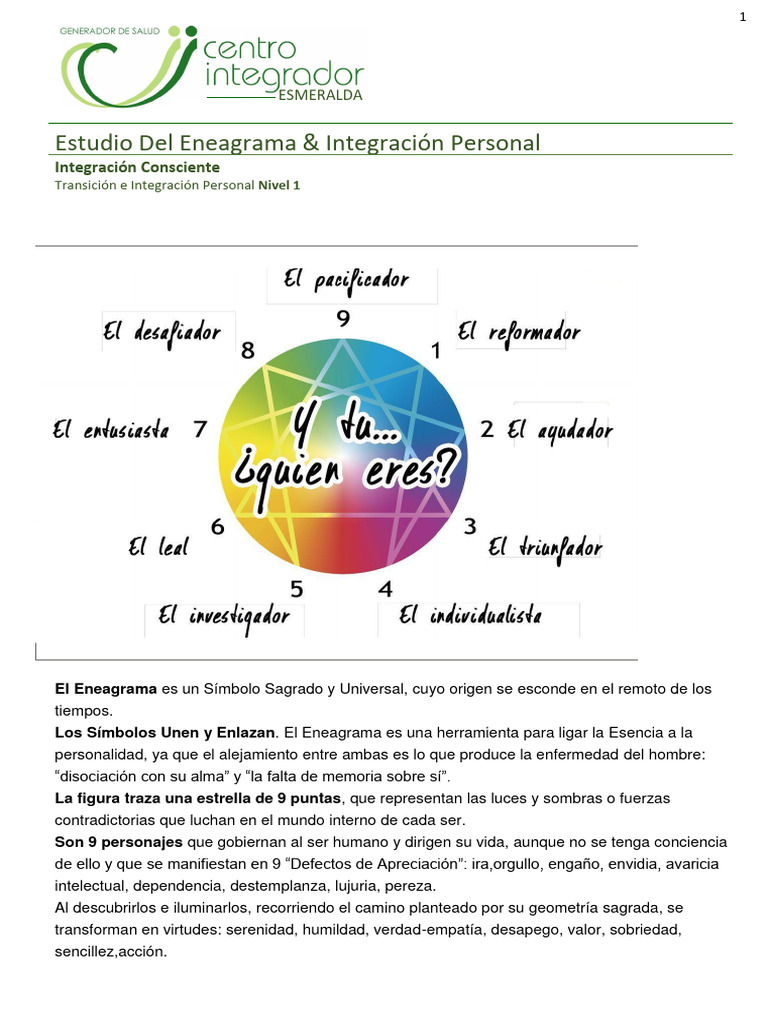 Eneagrama-Desarrollo Programa Completo - Tipología 1 | PDF | Eneagrama ...
