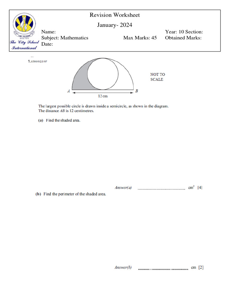 Yr 10 Mensuration Practice Question | PDF