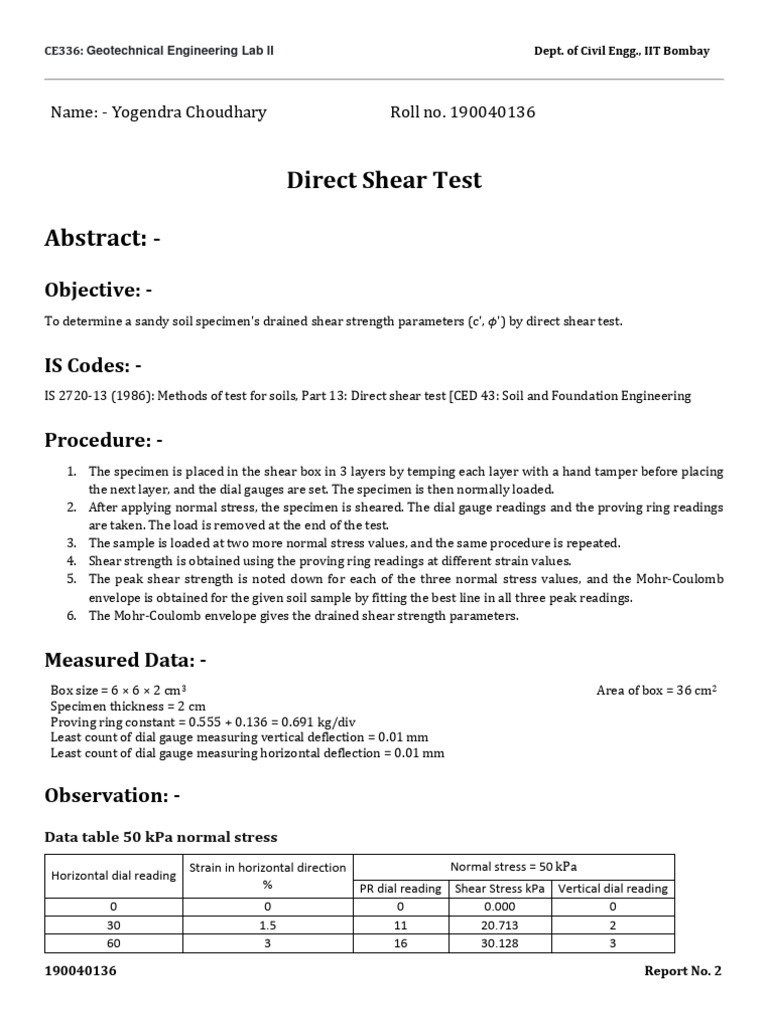 Direct Shear Test of Sandy Soil | PDF | Geotechnical Engineering ...