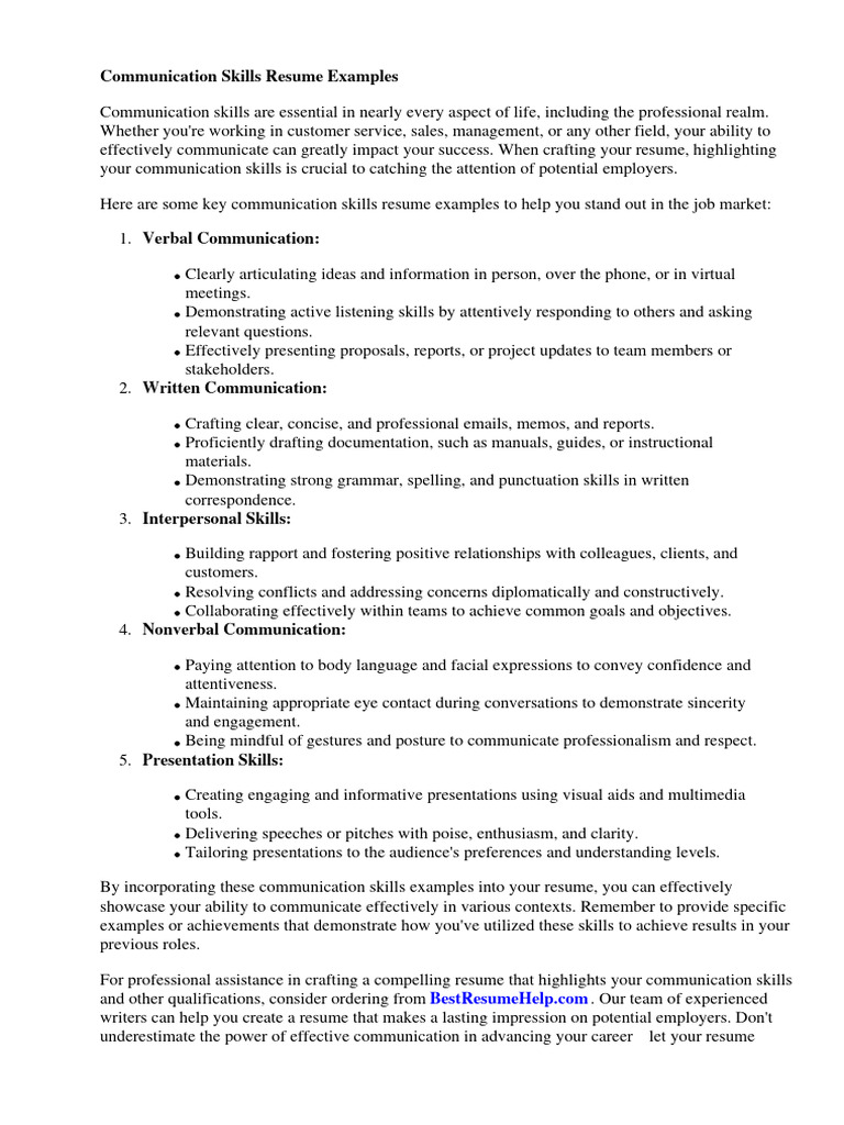 Communication Skills Resume Example | PDF | Résumé | Communication