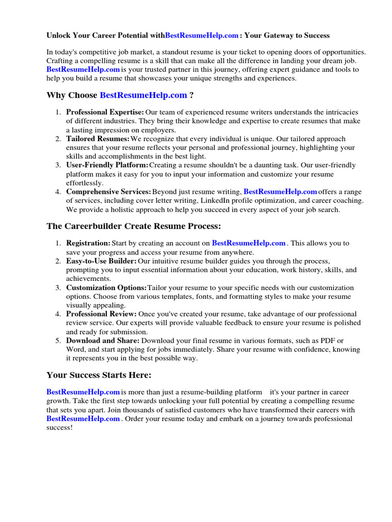 Careerbuilder Create Resume | PDF | Résumé | Word Press