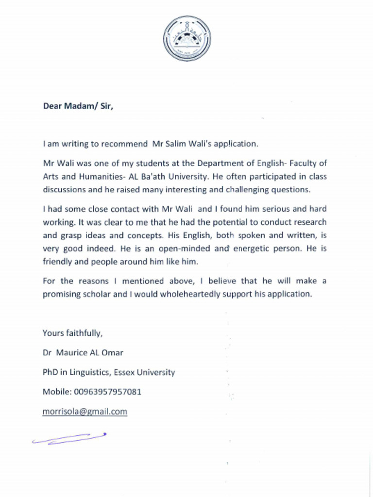 Reference Letter 1 | PDF