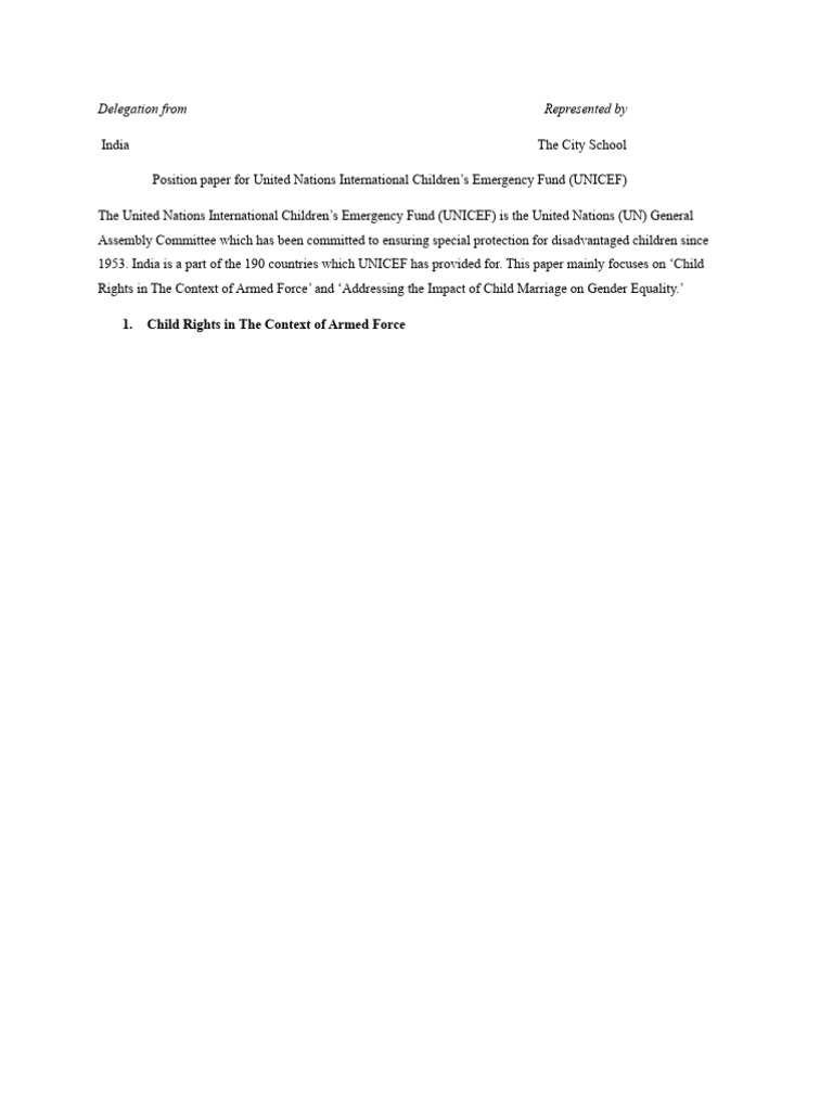 Position Paper - MUN | PDF | Child Marriage | Marriage