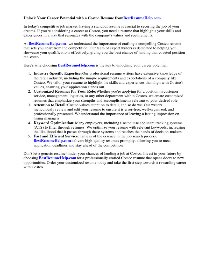 Costco Resume | PDF | Résumé | Human Resources