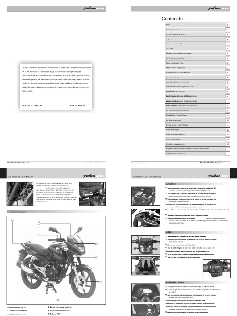 Manual de Servicio Pulsar 180 DTS-i | PDF | Diodo emisor de luz ...