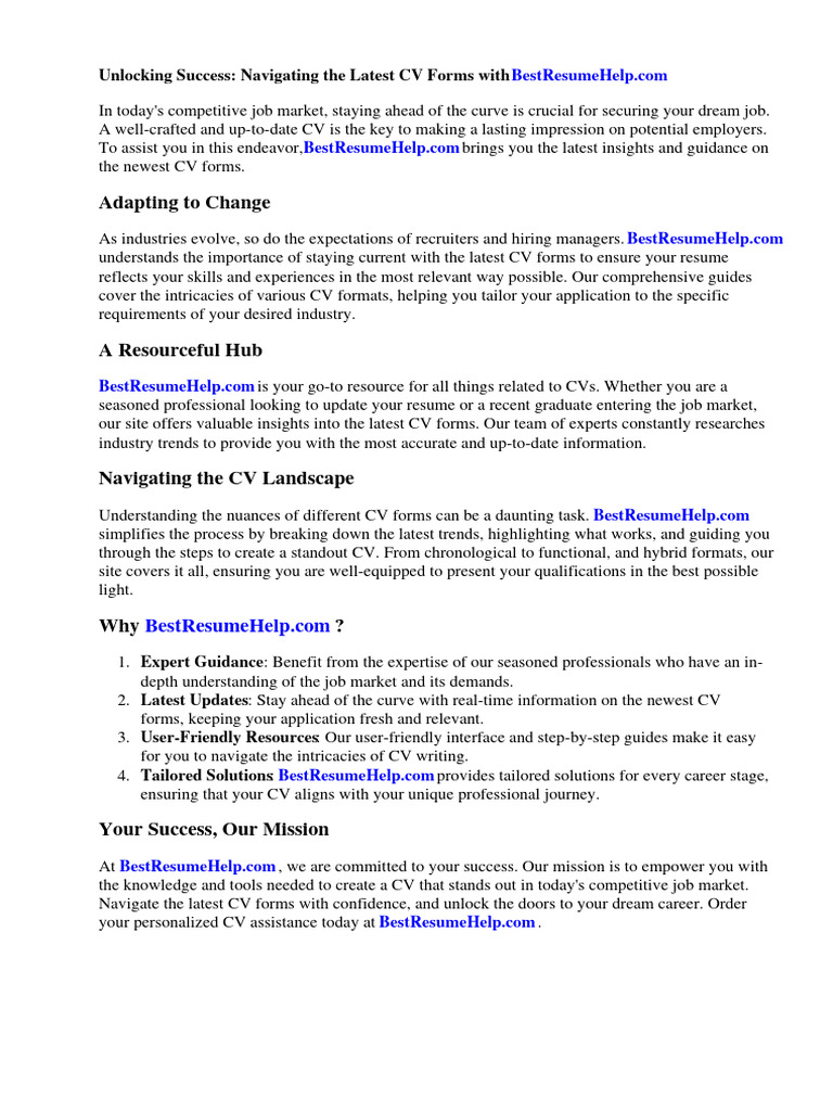 Latest CV Format Nigeria | PDF | Résumé