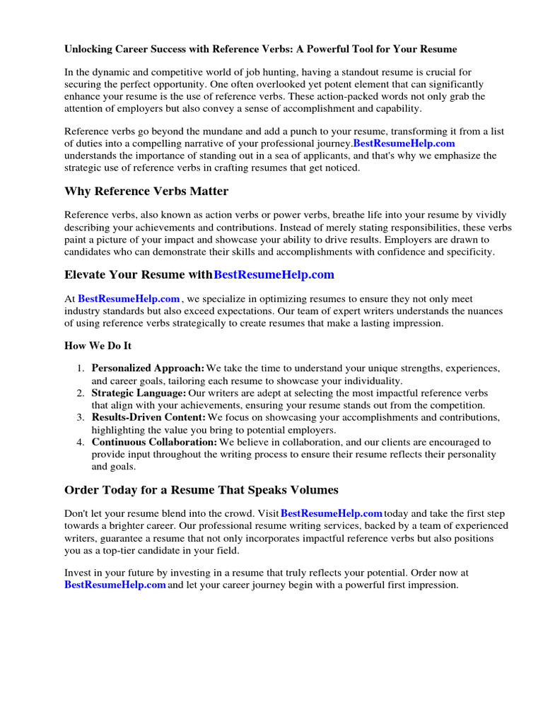 Reference Verb | PDF | Résumé | Grammatical Tense