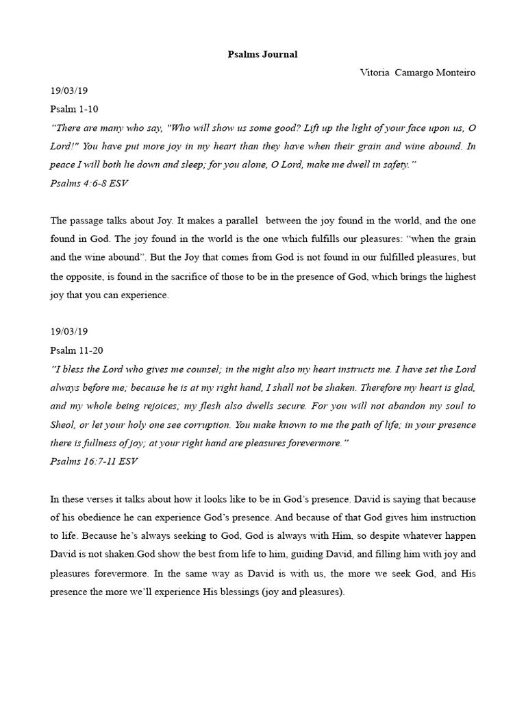 Psalms Journal | PDF | God | Mercy