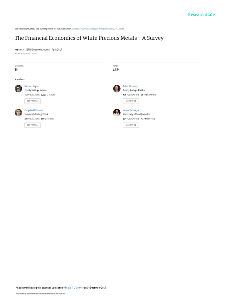 The Financial Economics of White Precious Metals | PDF | Financial Risk ...