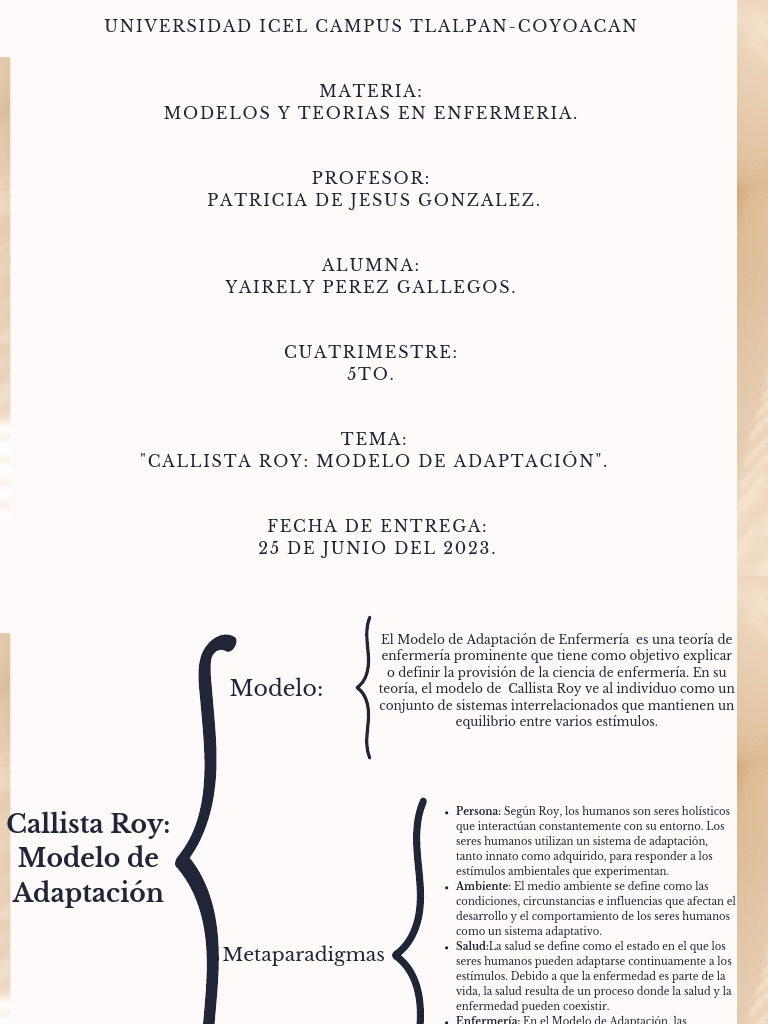 Callista Roy Modelo de Adaptación | PDF | Enfermería | Comportamiento