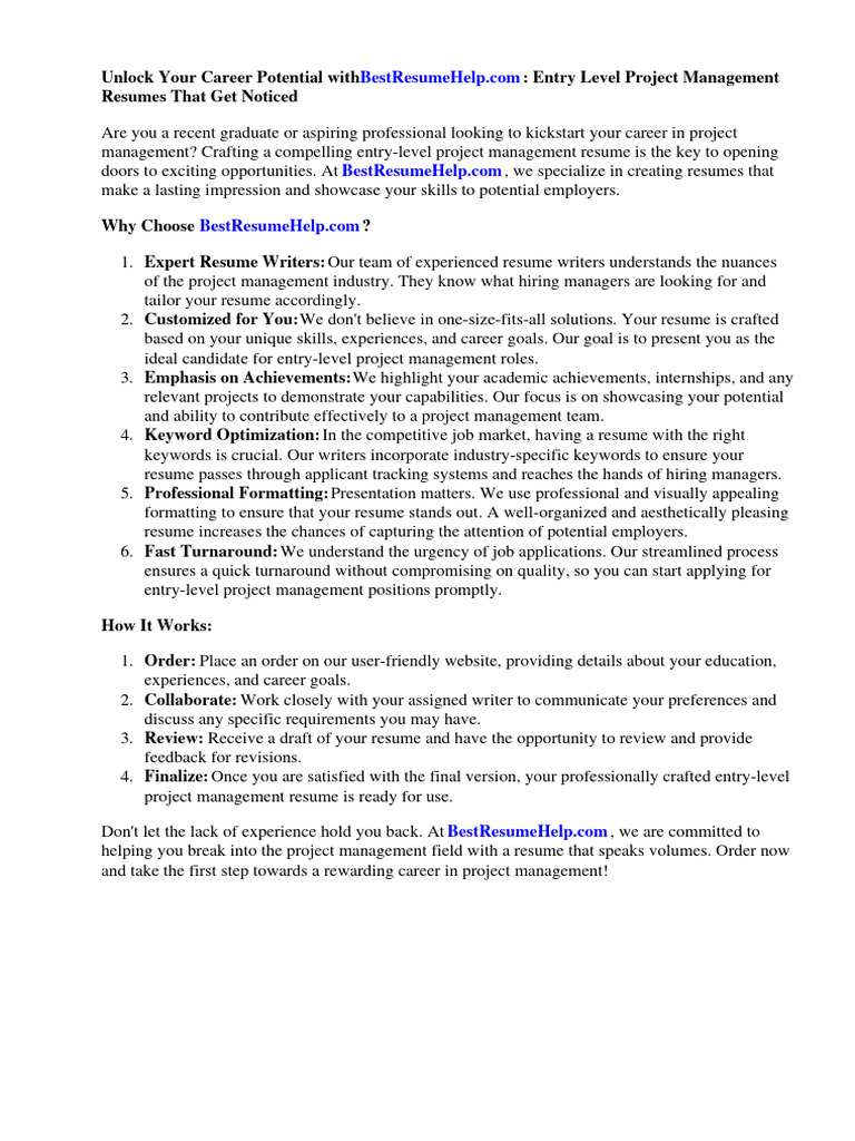 Entry Level Project Management Cover Letter Sample | PDF | Résumé ...