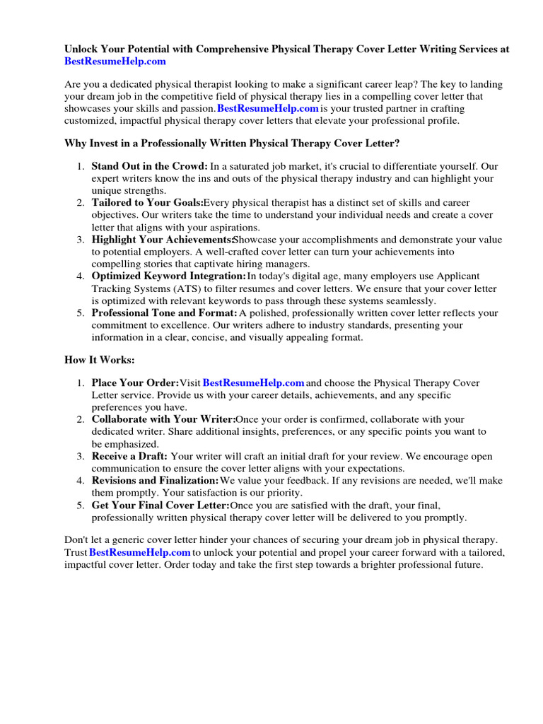 Physical Therapy Cover Letter Examples | PDF | Physical Therapy | Résumé