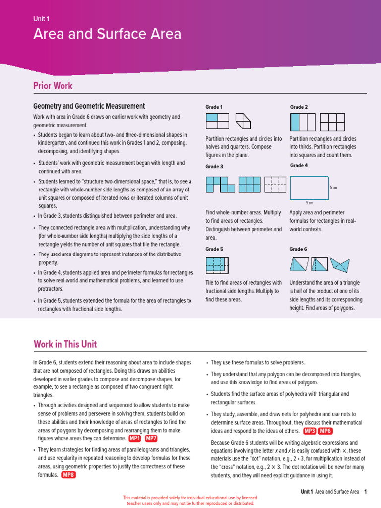IM G6 U1 Unpacking The Unit | PDF | Area | Shape
