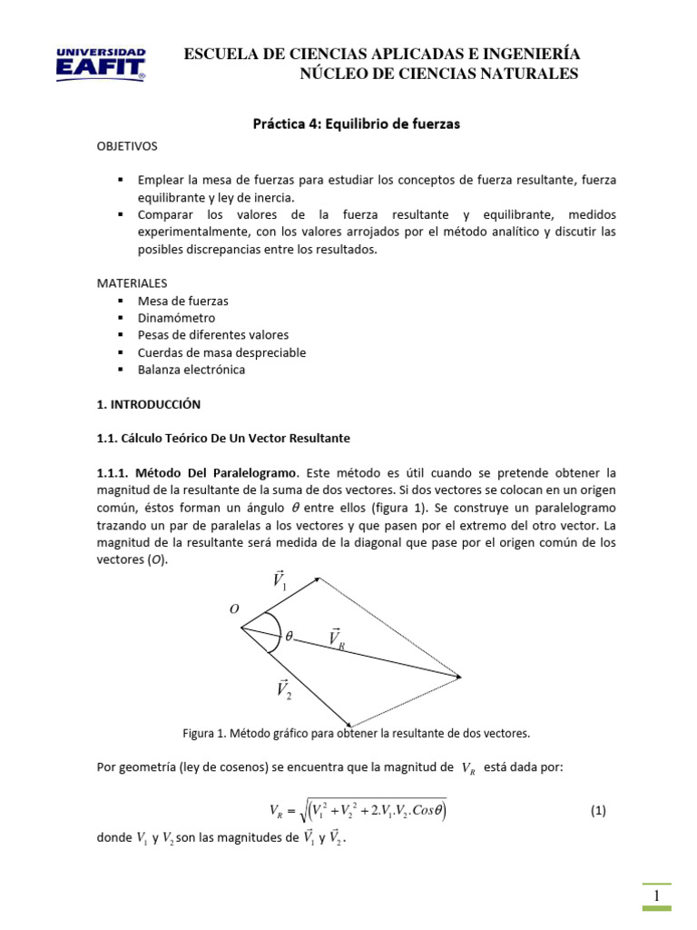 Práctica Semana 4 - Equilibrio de Fuerzas | PDF | Fuerza | Vector Euclidiano