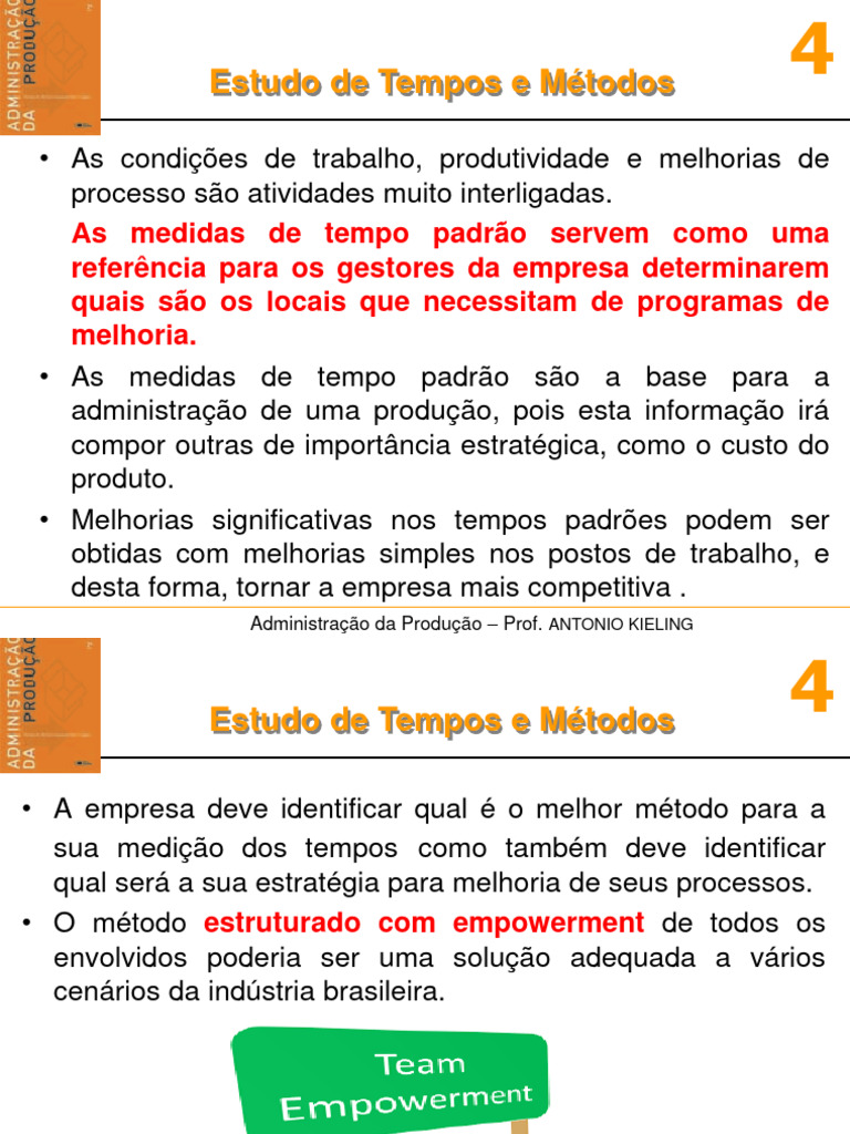 Estudo de Tempos e Métodos na Produção | PDF | Método científico | Tempo