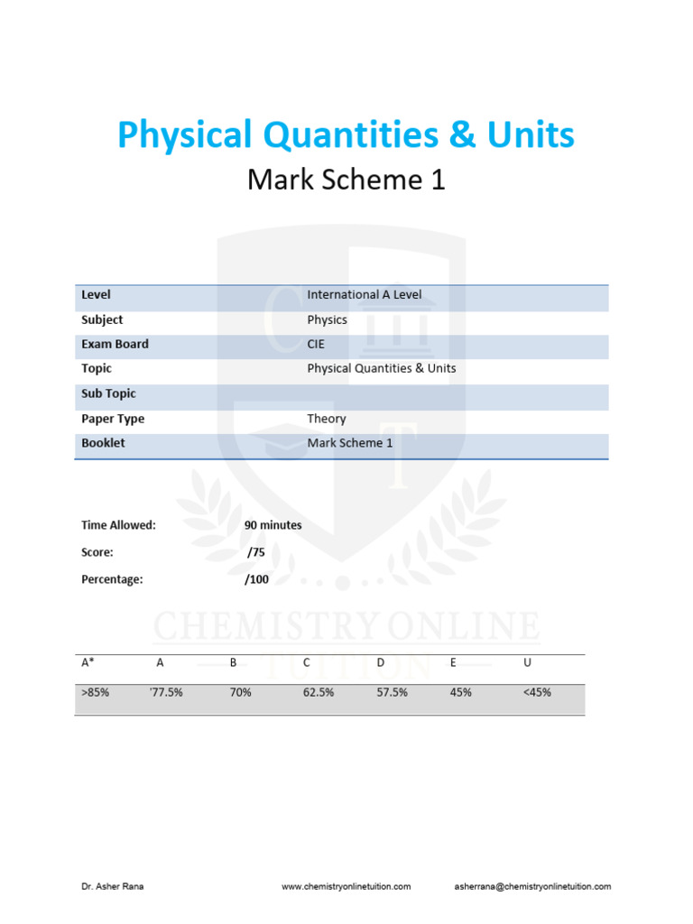 1.1 Physical Qualtities CIE IAL Physics MS Theory Unlocked | PDF | Physics | Physical Sciences