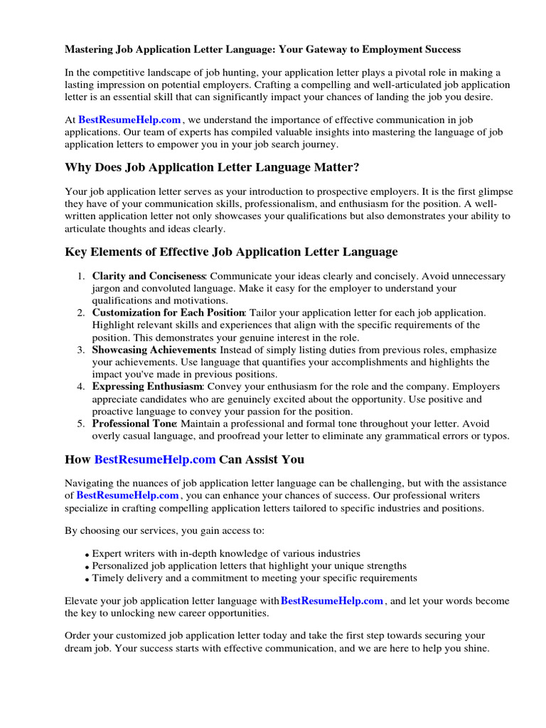 Job Application Letter Mastery | PDF | Résumé