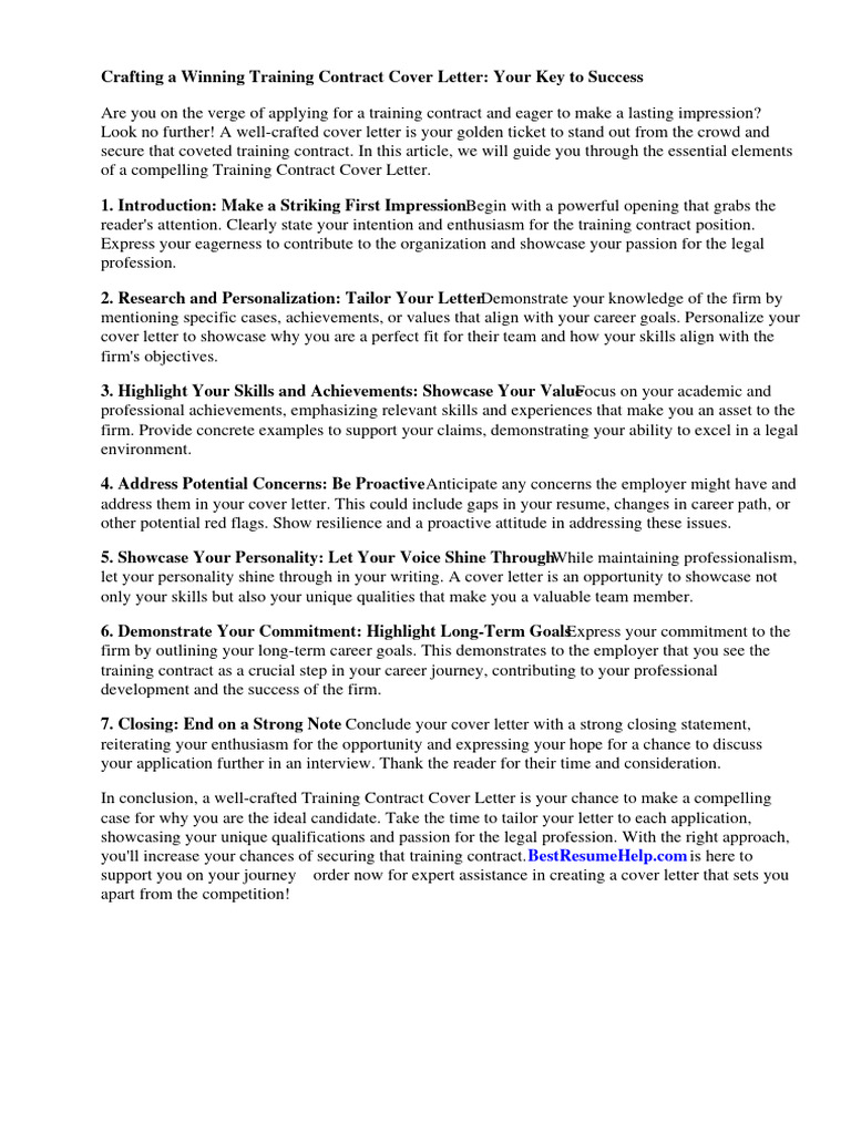 Training Contract Cover Letter Template | PDF | Employment | Barrister