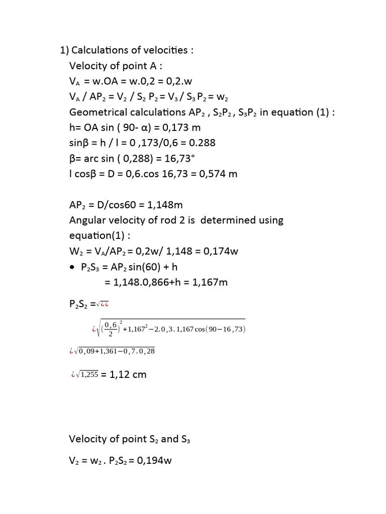 Velocity and Inertia Calculations in Mechanisms | PDF