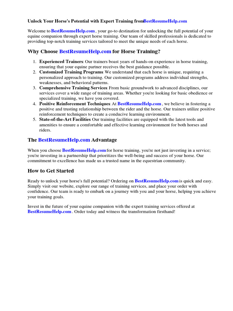 Horse Trainer Resume | PDF | Horses | Equestrianism