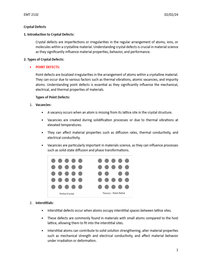 EMT 2132 Crystal Defects | PDF | Dislocation | Plasticity (Physics)
