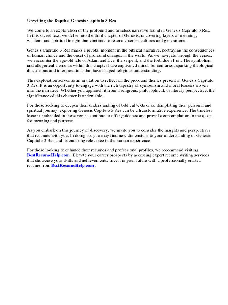 Genesis Capitulo 3 Resumen | PDF | Narrative