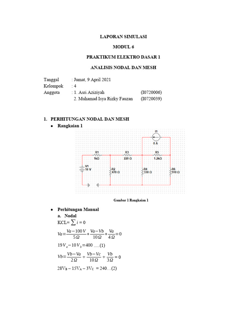 Analisis Nodal dan Mesh Praktikum Elektro | PDF | Metode & Bahan Ajar