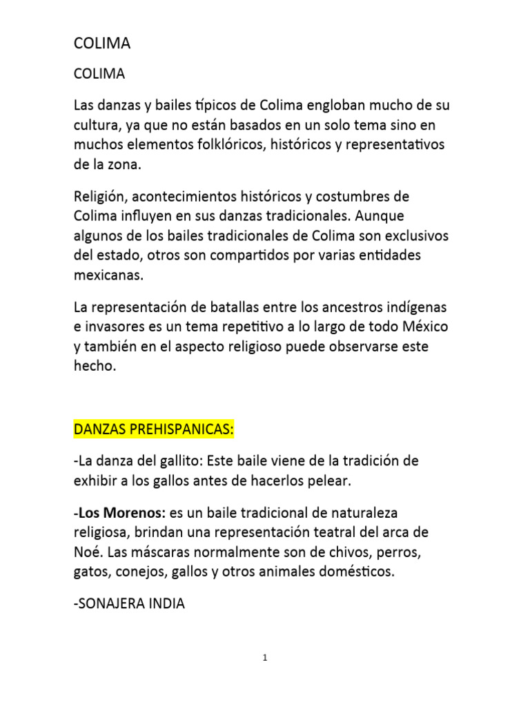 Danzas y bailes típicos de Colima | PDF | Bailes | México