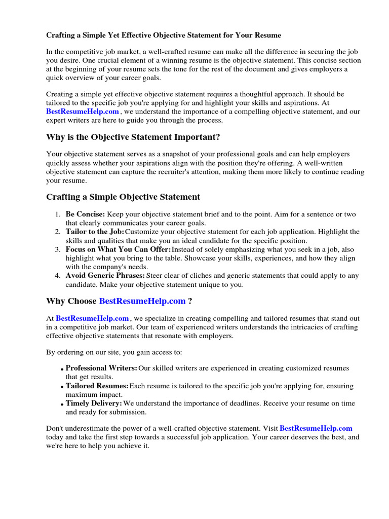 Crafting Effective Resume Objectives | PDF | Résumé | Expert