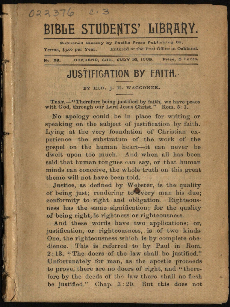 Justification by Faith JH Waggoner | PDF
