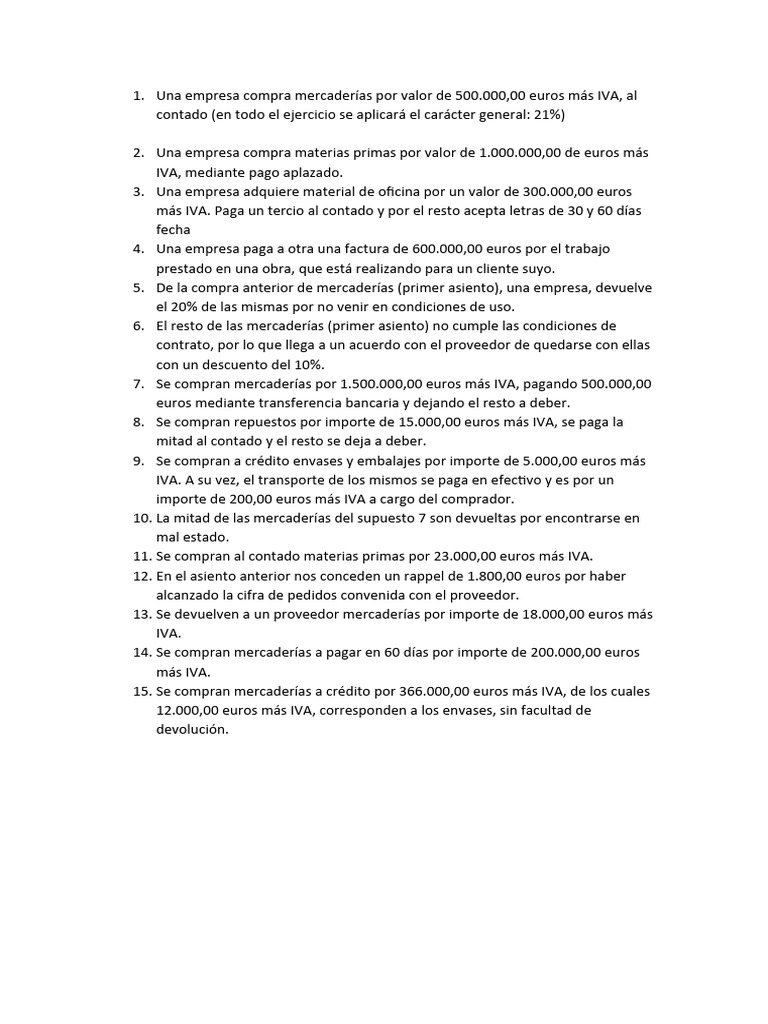 Ejer. Compras Sencillos | PDF