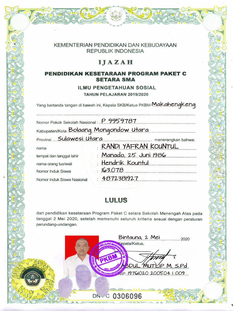 Ijazah Sma Randy | PDF
