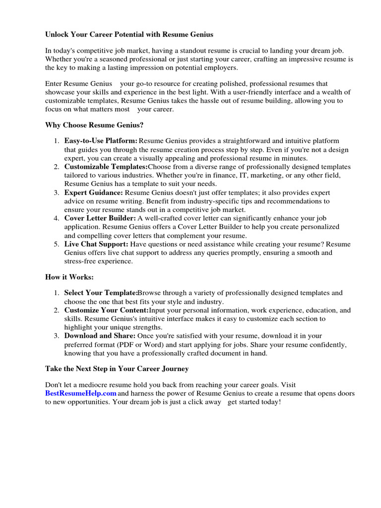 Resume Genius | PDF | Résumé | Microsoft Word