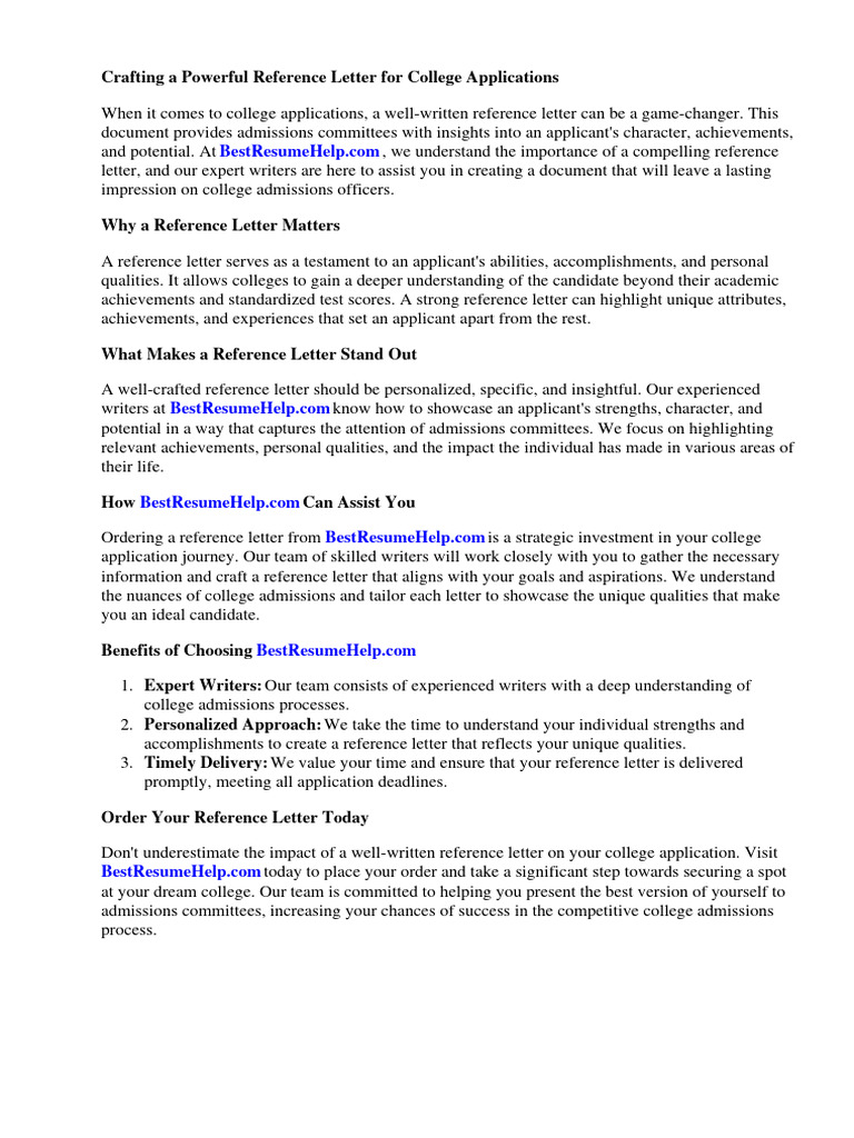 Reference Letter College | PDF | University And College Admission ...