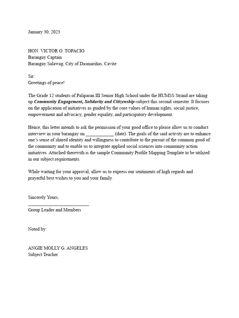 Initial Letter To Barangay | PDF