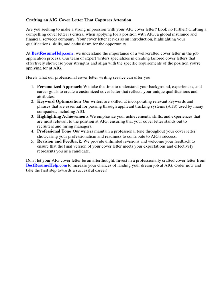 Aig Cover Letter | PDF | Insurance | American International Group