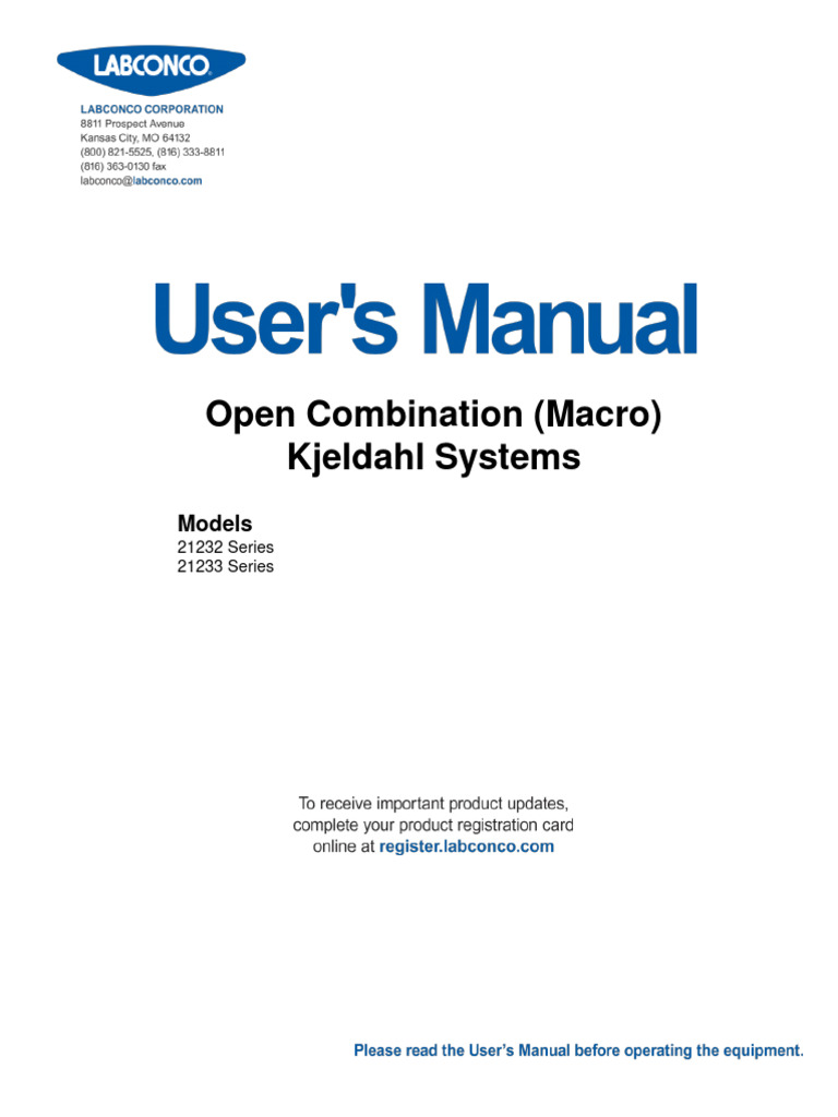 Labconco-2081400 Rev X Open Combination Kjeldahl Systems User Manual ...