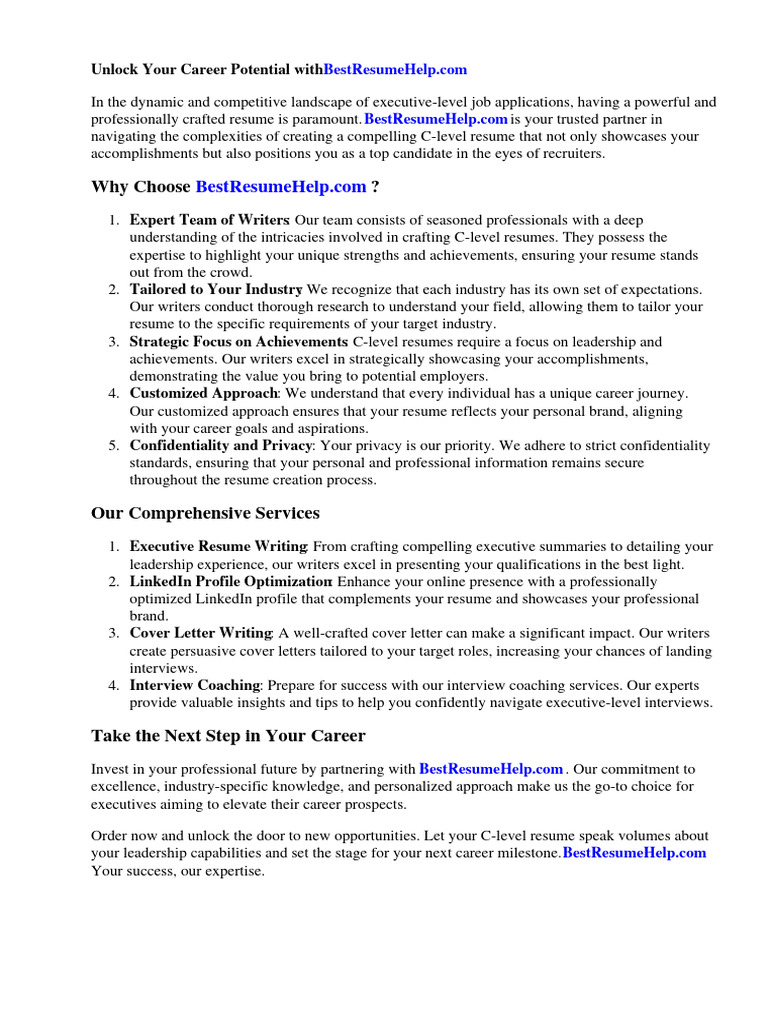 Help Writing A C Level Resume | PDF | Résumé | Business