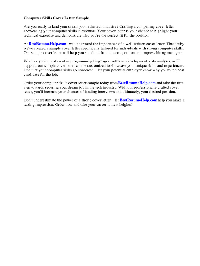 Computer Skills Cover Letter Sample | PDF | Résumé | Computer Programming