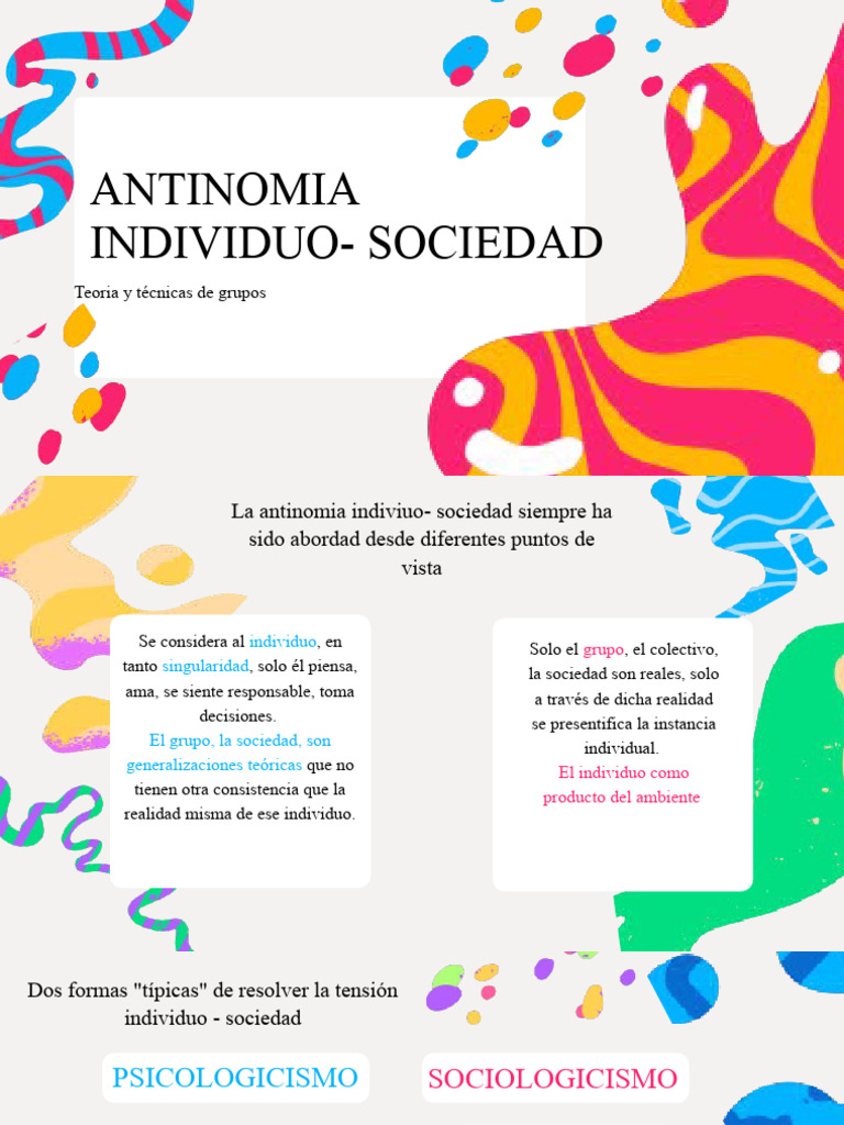 Antinomia Individuo-Sociedad: Perspectivas | PDF | Sociedad | Sicología