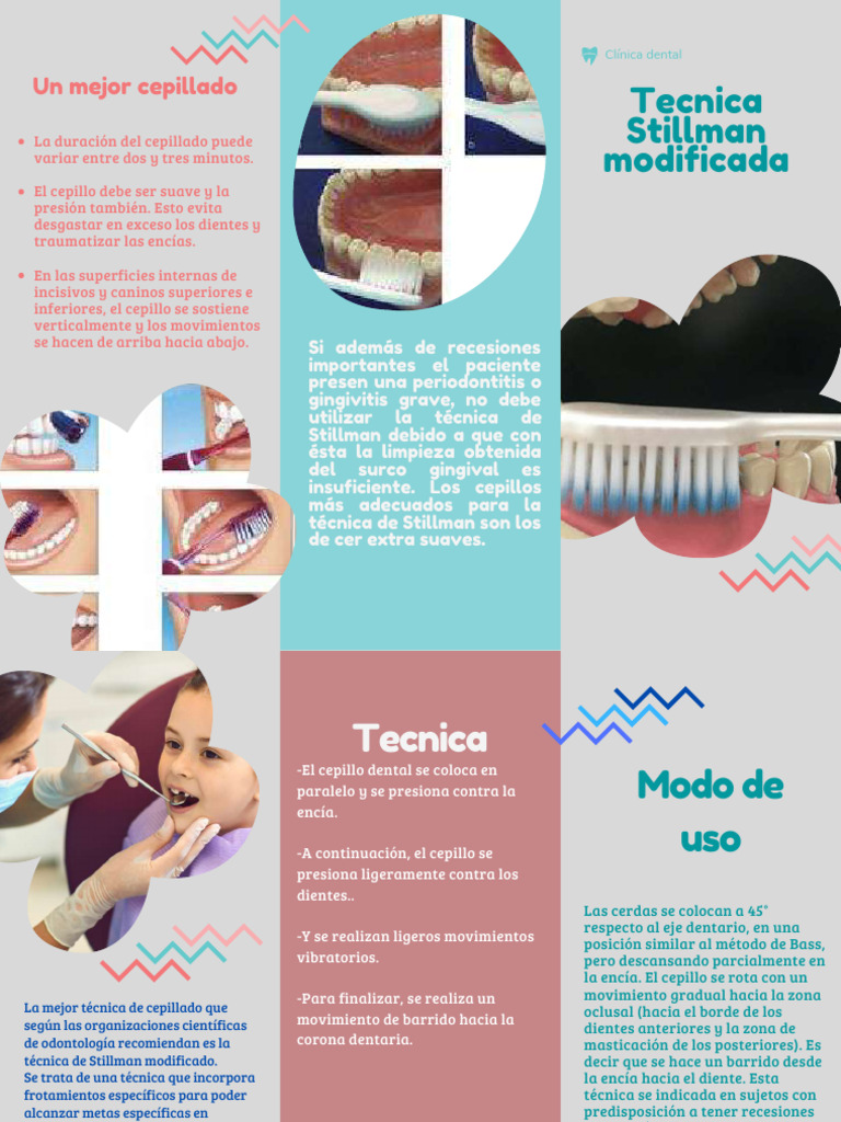 Folleto Tríptico Tecnica de Cepillado Stillman Modificado. - Compressed | PDF | Diente | Odontología