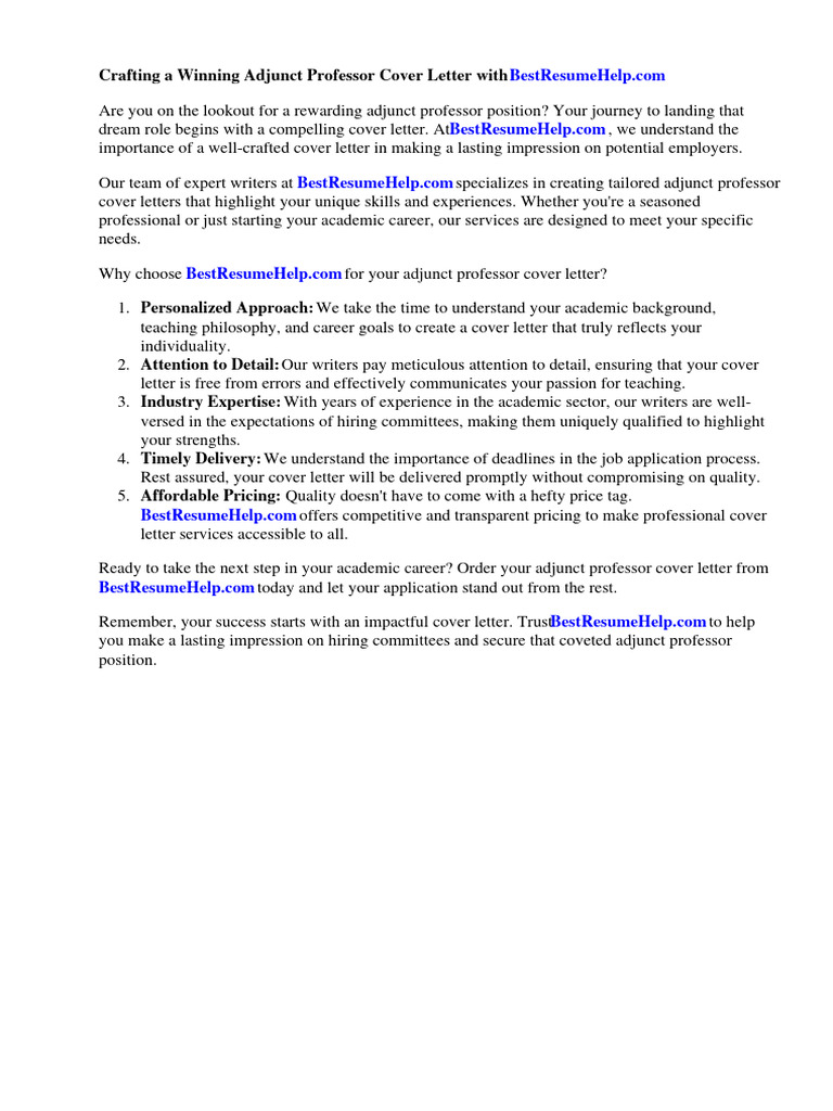 Adjunct Professor Cover Letter Guide | PDF | Résumé | Professors In The ...