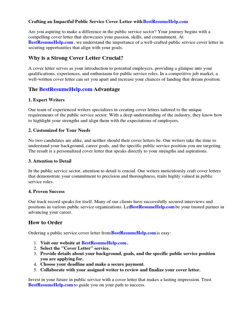 Public Service Cover Letter Example | PDF | Résumé | Expert